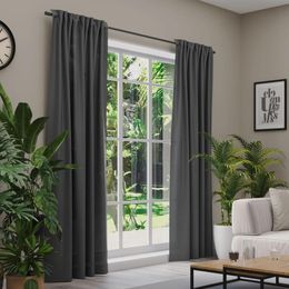VICTORIA M Premium Line Gardinen und Vorh&auml;nge | Linen, blickdicht, dunkelgrau