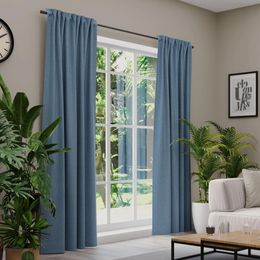 VICTORIA M Premium Line Gardinen und Vorh&auml;nge | Eco Structure, blickdicht, blau
