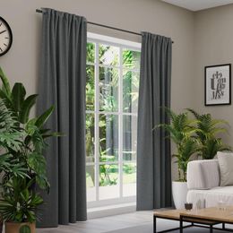VICTORIA M Premium Line Gardinen und Vorh&auml;nge | Eco Structure, blickdicht, dunkelgrau