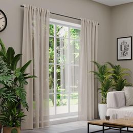 VICTORIA M Premium Line Gardinen und Vorh&auml;nge | Eco Heaven, halbtransparent, beige