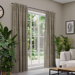 VICTORIA M Premium Line Gardinen und Vorh&auml;nge | Velvet, blickdicht, beige