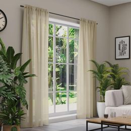 VICTORIA M Premium Line Gardinen und Vorh&auml;nge | Classic, halbtransparent, beige