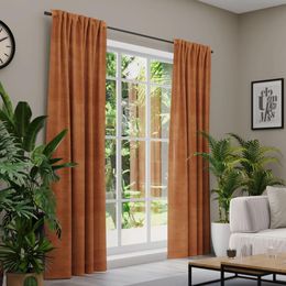 VICTORIA M Premium Line Gardinen und Vorh&auml;nge | Velvet, blickdicht, orange