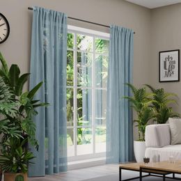 VICTORIA M Premium Line Gardinen und Vorh&auml;nge | Eco Heaven, halbtransparent, blau