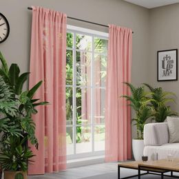 VICTORIA M Premium Line Gardinen und Vorh&auml;nge | Eco Heaven, halbtransparent, rot