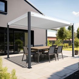 pergomondo Pergola mit Lamellendach | 3 x 4 m, wei&szlig; / wei&szlig; / anthrazit