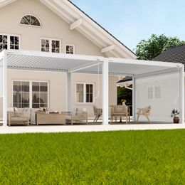 pergomondo Pergola mit Lamellendach | 3 x 8 m, wei&szlig;