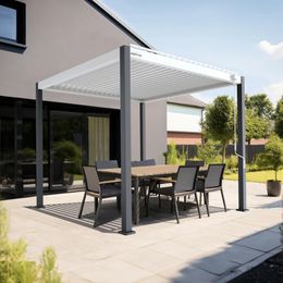 pergomondo Pergola mit Lamellendach | 3 x 3 m, wei&szlig; / wei&szlig; / anthrazit