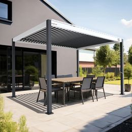 pergomondo Pergola mit Lamellendach | 3 x 4 m, anthrazit / wei&szlig; / anthrazit