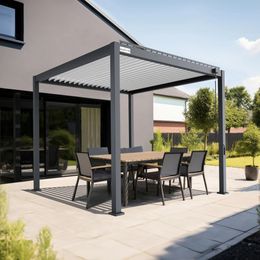 pergomondo Pergola mit Lamellendach | 3 x 3 m, wei&szlig; / anthrazit