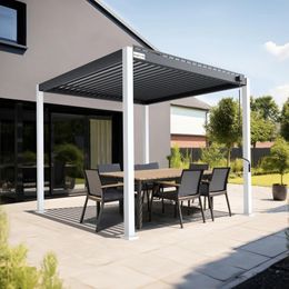 pergomondo Pergola mit Lamellendach | 3 x 3 m, anthrazit / anthrazit / wei&szlig;