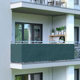 Balkonbespannung | wasserdicht / Polyester, 500x90 cm, dunkelgr&uuml;n | JAROLIFT Balkon Sichtschutz / Balkonumrandung
