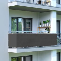 Balkonbespannung | wasserdicht / Polyester, 500x75 cm, anthrazit | JAROLIFT Balkon Sichtschutz / Balkonumrandung