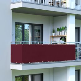 Balkonbespannung | wasserdicht / Polyester, 600x90 cm, weinrot | JAROLIFT Balkon Sichtschutz / Balkonumrandung