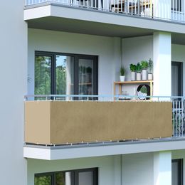 Balkonbespannung | wasserdicht / Polyester, 300x75 cm, sand | JAROLIFT Balkon Sichtschutz / Balkonumrandung