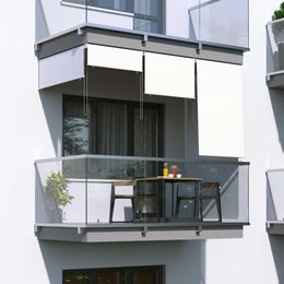 Au&szlig;enrollo - Senkrechtmarkise | freih&auml;ngend, 120x240 cm, wei&szlig; | paramondo Balkonrollo