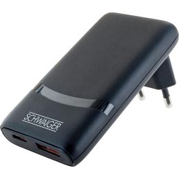 Schwaiger Reiseadapter Euro USB-C/USB-A schwarz