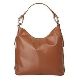 Henkeltasche Samantha Look, Damen, Gr. B/H/T: 30cm x 30cm x 12cm onesize, braun (cognac), Leder, gl&auml;nzend, Taschen, echt Leder, Made in Italy