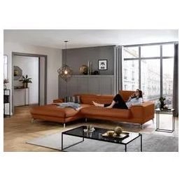 Ecksofa W.Schillig "piedroo, Designsofa mit tollem Sitzkomfort, bequem und elegant, L-Form", braun (cognac z69), B:303cm H:70cm T:193cm, Longlife Xtra-Leder Z69: Das feinnarbige, gedeckte Softleder Z69 besticht durch seine au&szlig;ergew&ouml;hnliche Weichheit im trendigen &raquo;Vintage-Look&laquo;, Hautst&auml;rke 0, 9 - 1, 1 mm, Sofas, Ecksofa, Kopfteilverstellung, wahlweise mit Sitztiefenverstellung, Breite 303cm