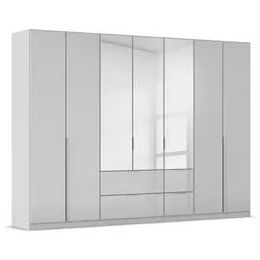 Dreht&uuml;renschrank OTTO HOME "Kleiderschrank Kleiderschr&auml;nke Schrank Garderobe AGORDO mit Glasfront", grau (seidengrau, glas seidengrau), B:315cm H:229cm T:54cm, Holzwerkstoff, Schr&auml;nke, Dreht&uuml;renschrank, mit Au&szlig;enschubk&auml;sten, in 7 Breiten und 2 H&ouml;hen MADE IN GERMANY