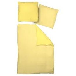 Bettw&auml;sche ADAM "Graphic Ventusl light", gelb (sonne), B/L: 135cm x 200cm, 1 Stk., 1 Stk., Renforc&eacute;, B/L: 80cm x 80cm, 2 Stk., Renforc&eacute;, Obermaterial: 100% Baumwolle, Bettw&auml;sche, Bettw&auml;sche, aus 100 % Bio-Baumwolle, 2 teilig - Bettw&auml;sche Set