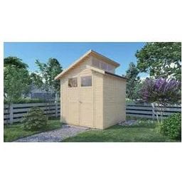 Gartenhaus BERTILO "Studio Basic, in verschiedenen Farben", beige (natural), Fu&szlig;boden im Gartenhaus, ohne Dacheindeckung, Massivholz, Gartenh&auml;user, Gartenhaus