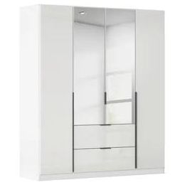 Dreht&uuml;renschrank OTTO HOME "Kleiderschrank Kleiderschr&auml;nke Schrank Garderobe AGORDO mit Glasfront", wei&szlig; (alpinwei&szlig;, glas kristallwei&szlig;), B:181cm H:210cm T:54cm, Holzwerkstoff, Schr&auml;nke, Dreht&uuml;renschrank, mit Au&szlig;enschubk&auml;sten, in 7 Breiten und 2 H&ouml;hen MADE IN GERMANY