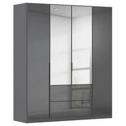 Dreht&uuml;renschrank OTTO HOME "Kleiderschrank Kleiderschr&auml;nke Schrank Garderobe AGORDO mit Glasfront", grau (graumetallic, glas basalt), B:181cm H:210cm T:54cm, Holzwerkstoff, Schr&auml;nke, Dreht&uuml;renschrank, mit Au&szlig;enschubk&auml;sten, in 7 Breiten und 2 H&ouml;hen MADE IN GERMANY