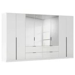 Dreht&uuml;renschrank OTTO HOME "Kleiderschrank Kleiderschr&auml;nke Schrank Garderobe AGORDO mit Glasfront", alpinwei&szlig;, glas kristallwei&szlig;, B:360cm H:210cm T:54cm, Holzwerkstoff, Schr&auml;nke, Dreht&uuml;renschrank, mit Au&szlig;enschubk&auml;sten, in 7 Breiten und 2 H&ouml;hen MADE IN GERMANY