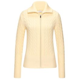 Lascana Strickjacke hellgelb Gr. 36/38 f&uuml;r Damen. Figurumspielend. Nachhaltig.
