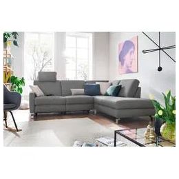 Ecksofa 3C Candy "Mainau modern und elegant, mit gutem Sitzkomfort, L-Form", grau, B:257cm H:89cm T:220cm, Struktur ( 100% Polyester);Luxus-Microfaser weich: 98% Polyester, 2% Nylon, ;Struktur weich (mit Wasser zu reinigen): 16% Baumwolle, 79% Polyester, 5% Polyacryl, Sofas, Ecksofa, wahlweise mit elektrischer Relaxfunktion, Federkern