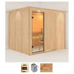 Sauna Karibu "Gitte", beige (naturbelassen), Saunaofen, integrierte Steuerung, 9 kW, Saunen, Ofen 9 kW integr. Strg