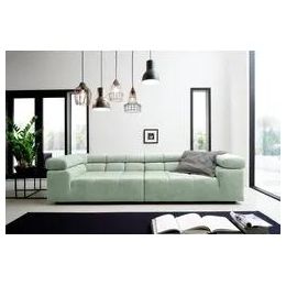 Big-Sofa Home Affaire "Ancona modern, elegant, bequem, viel Platz, B/T/H: 290/110/70 cm", gr&uuml;n (mint), B:290cm H:70cm T:110cm, Sofas, Big-Sofa, auff&auml;llige Steppung, inkl. 2 Zierkissen und verstellbaren Kopfst&uuml;tzen
