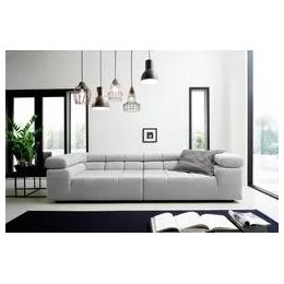 Big-Sofa Home Affaire "Ancona modern, elegant, bequem, viel Platz, B/T/H: 290/110/70 cm", grau (hellgrau), B:290cm H:70cm T:110cm, Sofas, Big-Sofa, auff&auml;llige Steppung, inkl. 2 Zierkissen und verstellbaren Kopfst&uuml;tzen