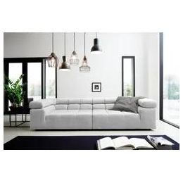 Big-Sofa Home Affaire "Ancona modern, elegant, bequem, viel Platz, B/T/H: 290/110/70 cm", silber, B:290cm H:70cm T:110cm, Sofas, Big-Sofa, auff&auml;llige Steppung, inkl. 2 Zierkissen und verstellbaren Kopfst&uuml;tzen