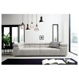 Big-Sofa Home Affaire "Ancona modern, elegant, bequem, viel Platz, B/T/H: 290/110/70 cm", beige (natur), B:290cm H:70cm T:110cm, Sofas, Big-Sofa, auff&auml;llige Steppung, inkl. 2 Zierkissen und verstellbaren Kopfst&uuml;tzen