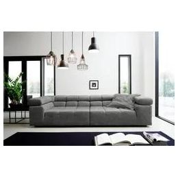 Big-Sofa Home Affaire "Ancona modern, elegant, bequem, viel Platz, B/T/H: 290/110/70 cm", grau (steel), B:290cm H:70cm T:110cm, Sofas, Big-Sofa, auff&auml;llige Steppung, inkl. 2 Zierkissen und verstellbaren Kopfst&uuml;tzen
