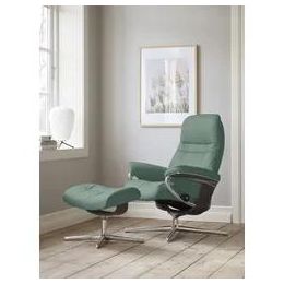 Relaxsessel stressless "Sunrise", gr&uuml;n (aqua gr&uuml;n paloma), B:92cm H:105cm T:80cm, Leder PALOMA: PALOMA ist ein durchgef&auml;rbtes Semianilin-M&ouml;belleder mit nat&uuml;rlicher Narbung., Sessel, Relaxsessel, mit Cross Base, Gr&ouml;&szlig;e S, M & L, Holzakzent Wenge
