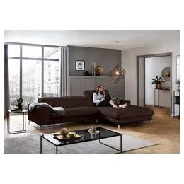 Ecksofa W.Schillig "piedroo, Designsofa mit tollem Sitzkomfort, bequem und elegant, L-Form", braun (mocca z69), B:303cm H:70cm T:193cm, Longlife Xtra-Leder Z69: Das feinnarbige, gedeckte Softleder Z69 besticht durch seine au&szlig;ergew&ouml;hnliche Weichheit im trendigen &raquo;Vintage-Look&laquo;, Hautst&auml;rke 0, 9 - 1, 1 mm, Sofas, Ecksofa, Kopfteilverstellung, wahlweise mit Sitztiefenverstellung, Breite 303cm
