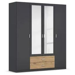 Kleiderschrank Rauch "Schrank Garderobe Ankleide GAMMA Breiten 91/136/181/226/271/315/360 cm", grau (graumetallic, eiche artisan, griffe alu), B:181cm H:210cm T:54cm, Holzwerkstoff, Schr&auml;nke, Kleiderschrank, verschiedene Griff-Varianten, mit Spiegel TOPSELLER MADE IN GERMANY, Topseller
