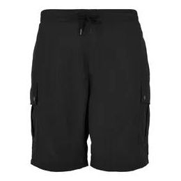 Cargohose Urban Classics "Urban Classics Herren Nylon Cargo Shorts", Damen, Gr. M, US-Gr&ouml;&szlig;en, schwarz, 100% Polyester, unifarben, loose fit, Hosen Cargohose