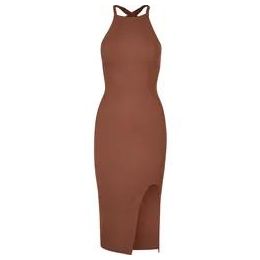 Shirtkleid Urban Classics "Urban Classics Damen Ladies Midi Rib Knit Crossed Back Dress", Damen, Gr. 3XL, US-Gr&ouml;&szlig;en, terracotta, 35% Polyacryl, 35% Viskose, 30% Polyamid, unifarben, slim fit, Kleider Shirtkleid