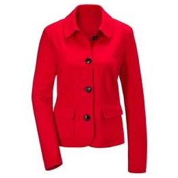 Kurzjacke GOLDNER "Leichte Jacke mit Stehkragen in rot", Damen, Gr. 50, rot, Obermaterial: 67% Viskose CV. 27% Polyamid PA. 6% Elasthan EL., Sonstiges, Jacken Kurzjacke, mit Wienern&auml;hten f&uuml;r perfekte Passform
