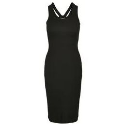Shirtkleid Urban Classics "Urban Classics Damen Ladies Midi Sleeveless Rib Dress", Damen, Gr. XS, US-Gr&ouml;&szlig;en, schwarz, 75% Polyester, 20% Viskose, 5% Elasthan, unifarben, slim fit, Kleider Shirtkleid