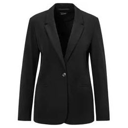 Jackenblazer GOLDNER "Kurzgr&ouml;&szlig;e Damenblazer mit Reverskragen und Paspeltaschen", Damen, Gr. 21, gr&uuml;n (schwarz), Obermaterial: 48% Polyamid PA. 40% Viskose CV. 12% Elasthan EL., Gerade, Blazer, mit formgebenden Teilungsn&auml;hte