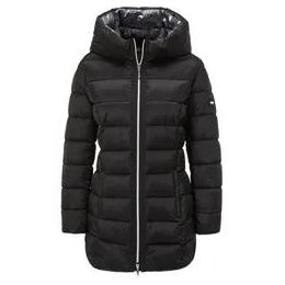 Steppjacke GOLDNER "Kurzgr&ouml;&szlig;e Lange Steppjacke mit Kapuze", Damen, Gr. 22, schwarz, Obermaterial: 100% Polyamid PA., gerade, eng Gerade, Jacken Steppjacke, keine/nicht relevant