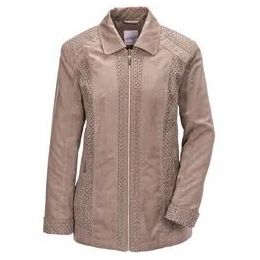 Jackenblazer GOLDNER "Velourslederimitat-Blazer mit Perforierung", Damen, Gr. 40, beige (taupe), Obermaterial: 100% Polyester PES., weit Tubular, Blazer, Attraktiv perforiert