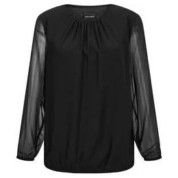 Klassische Bluse GOLDNER "Kurzgr&ouml;&szlig;e Jerseybluse mit Falten-Details", Damen, Gr. 19, schwarz, Obermaterial: 67% Polyester PES. 30% Viskose CV. 3% Elasthan EL., Modisch, Blusen, Rundhalsausschnitt