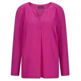 Kurzarmbluse GOLDNER "Elegantes Chiffonshirt mit Jersey-Details", Damen, Gr. 54, pink (beere), Obermaterial: 50% Polyester PES. 47% Viskose CV. 3% Elasthan EL., eng Gerade, Blusen, Schlitz