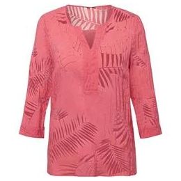 Kurzarmbluse GOLDNER "Kurzgr&ouml;&szlig;e Leger geschnittene Ausbrennerbluse", Damen, Gr. 20, pink (dahlie), Obermaterial: 100% Polyester PES., Modisch, Gerade, Blusen, keine/nicht relevant